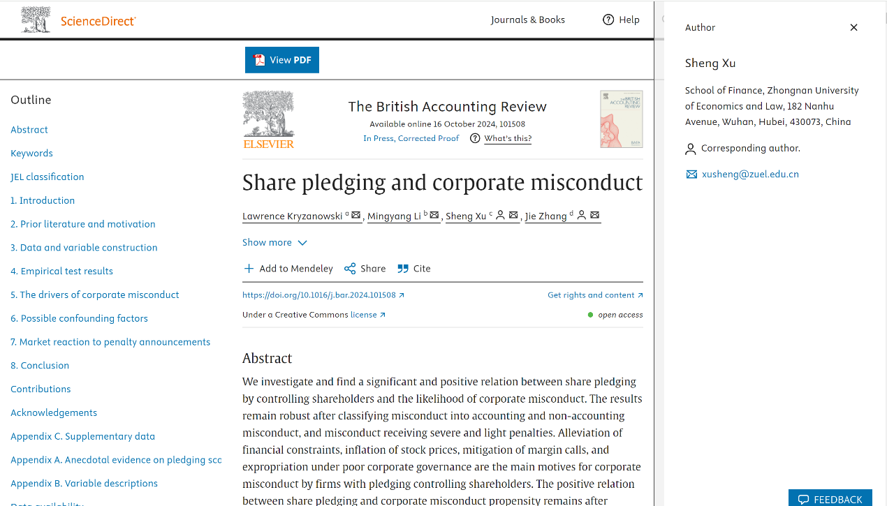 Professor's Perspective | Xu Sheng: Share Pledging and Corporate Misconduct